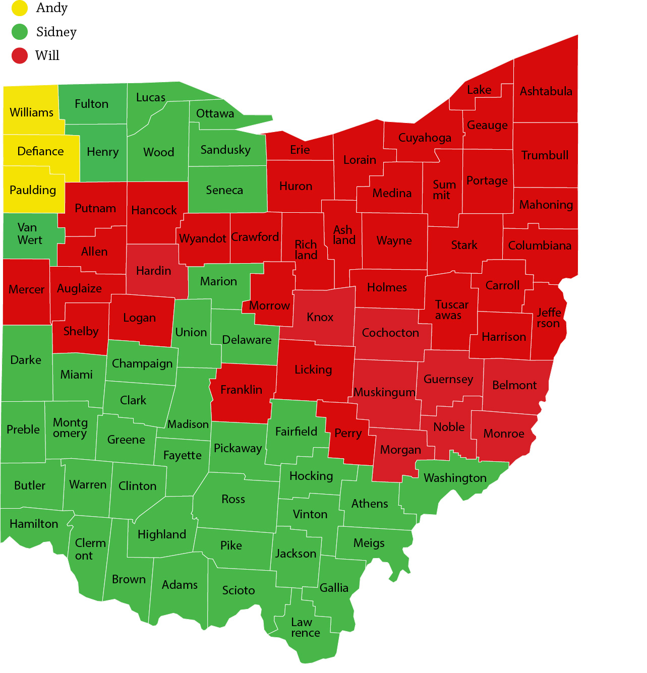 Counselor Territory Map | Defiance College